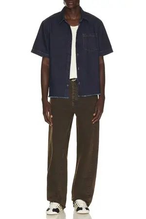 PERCIVAL Harley Denim Cropped Boxy Shirt In Blue