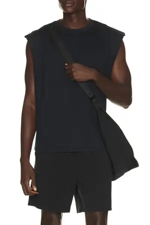 SKIMS Heavyweight Cotton Cropped Cutoff Tee In Cream - Obsidian