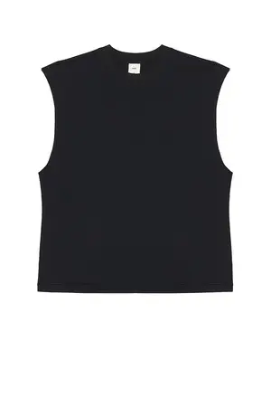SKIMS Heavyweight Cotton Cropped Cutoff Tee In Cream - Obsidian