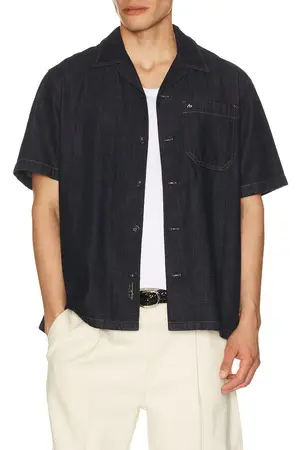 Rag & Bone Denim Resort Shirt In Navy - Rinse