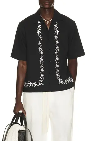Commas Palm Embroidery Bowling Shirt