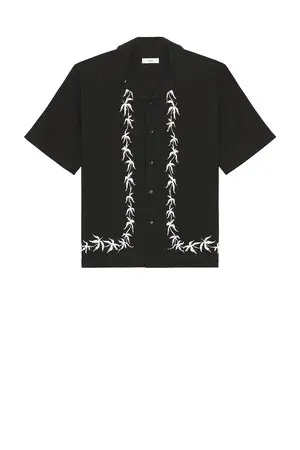 Commas Palm Embroidery Bowling Shirt
