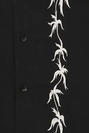 Commas Palm Embroidery Bowling Shirt