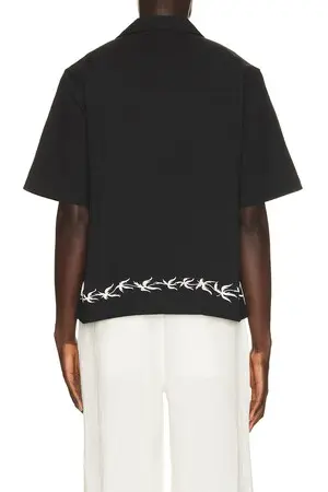 Commas Palm Embroidery Bowling Shirt