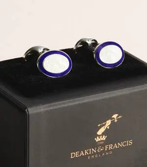 DEAKIN & FRANCIS Sterling Silver And Enamel Oval Cufflinks