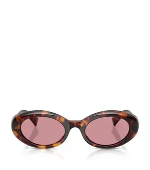 Miu Miu Oval Wrap-around Sunglasses With Tortoiseshell Effect