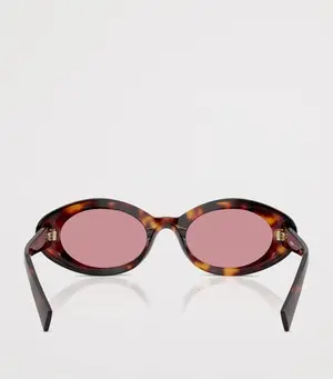Miu Miu Oval Wrap-around Sunglasses With Tortoiseshell Effect