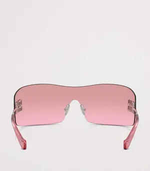 Miu Miu Rimless Shield Sunglasses - Silver