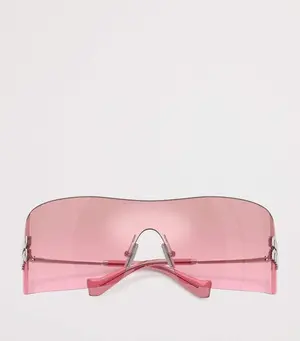 Miu Miu Rimless Shield Sunglasses - Silver
