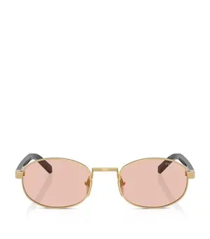 Prada Metal Oval Sunglasses - Gold