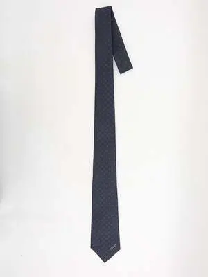 Gucci GUCCI Horsebit-Print Neck Tie Navyblue