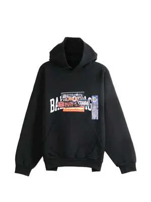 Balenciaga Logo-print Cotton Hoodie - Black