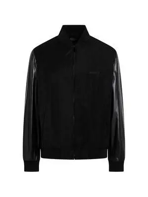 Gucci Bomber Jacket With Leather Sleeves