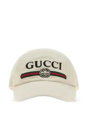 Gucci Baseball Cap With Embroidered Logo - Beige