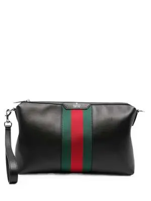 Gucci Lethestanether Messenger Crossbody Handbag - Black