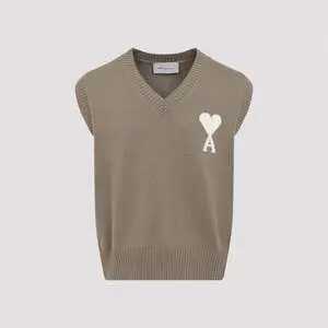AMI Paris Wool And Cotton Vest For Ss26 Collection - Brown