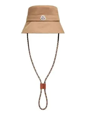 Moncler Cotton Bucket Cap With Patch Detail - Marrone