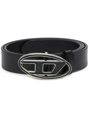 DIESEL® Smooth Leather Belt With Oval D Buckle - Nero