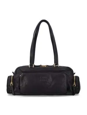 Miu Miu Lamb Leather Shoulder Bag With Gold Tone Hardware - Nero