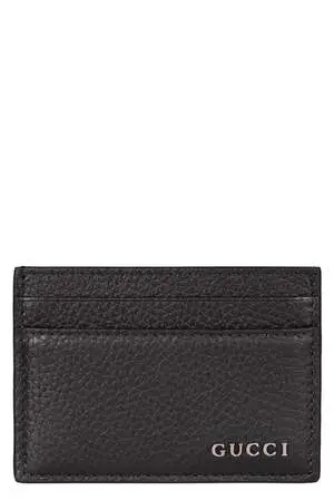 Gucci Logo-embossed Grained Leather Card Case - Black