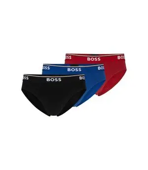 BOSS Three-pack Of Stretch-cotton Briefs With Logo Waistband - Patterned