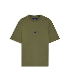 Hugo Cotton-jersey T-shirt With Blue Logo Patch - Light Green