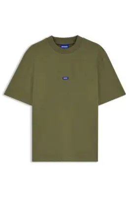 Hugo Cotton-jersey T-shirt With Blue Logo Patch
