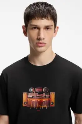 Hugo Cotton-jersey T-shirt With Printed Artwork