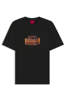 Hugo Cotton-jersey T-shirt With Printed Artwork