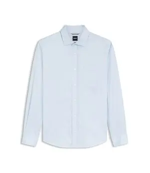 BOSS Casual-fit Cotton Shirt With Spread Collar - Light Blue