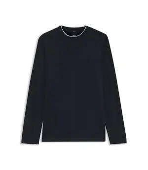 BOSS Long-sleeved T-shirt In Mercerized Cotton With Contrast Trim