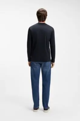 BOSS Long-sleeved T-shirt In Mercerized Cotton With Contrast Trim