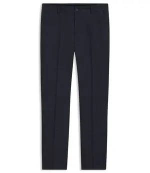 BOSS Slim-fit Virgin Wool And Linen Trousers - Dark Blue