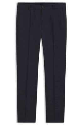 BOSS Slim-fit Virgin Wool And Linen Trousers