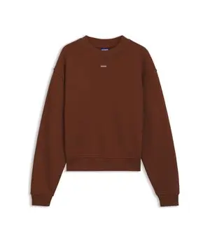 Hugo Cotton-terry Sweatshirt With Logo Badge - Brown