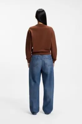 Hugo Cotton-terry Sweatshirt With Logo Badge
