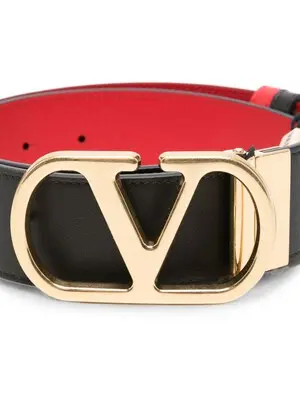 Valentino Garavani Vlogo Signature Leather Belt - Black