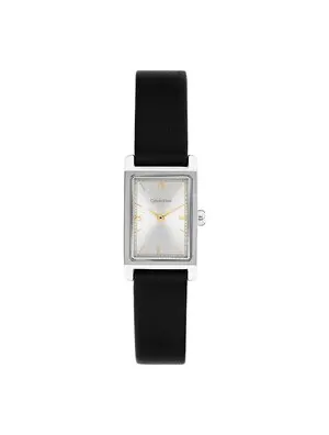 Calvin Klein Rectangle Sunray Dial Leather Strap Watch