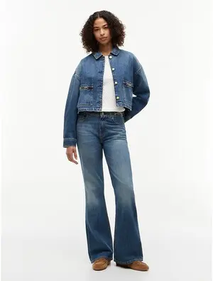 Tommy Hilfiger Cropped Denim Jacket With Horsebit Hardware