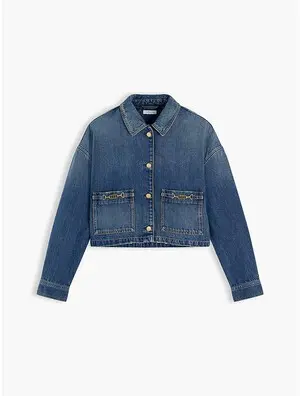 Tommy Hilfiger Cropped Denim Jacket With Horsebit Hardware