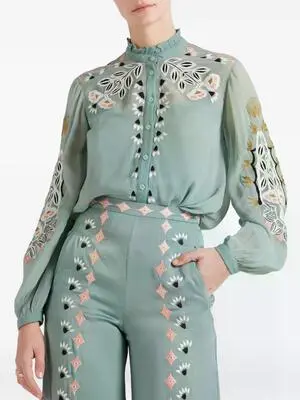 TEMPERLEY LONDON Rosalba Embroidered High Neck Shirt