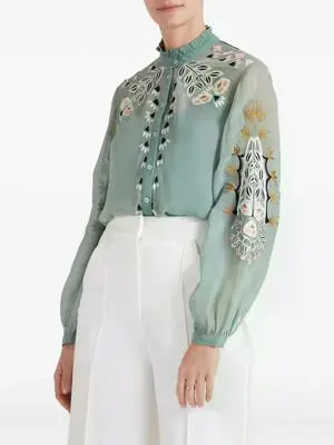 TEMPERLEY LONDON Rosalba Embroidered High Neck Shirt