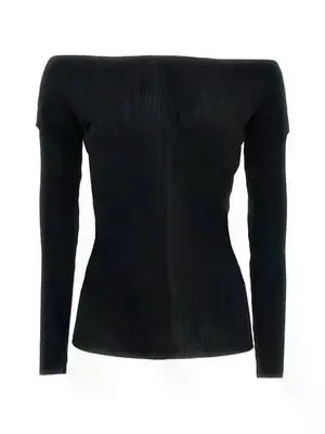 P.a.r.o.s.h Ribbed Off-shoulder Long Sleeve Sweater - Black