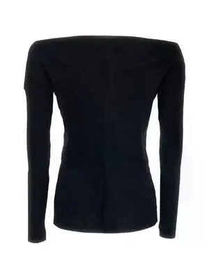 P.a.r.o.s.h Ribbed Off-shoulder Long Sleeve Sweater - Black