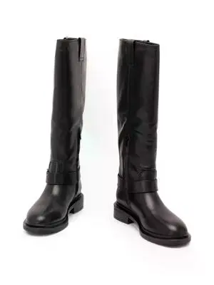 TWINSET Logo Plaque Buckled Knee High Boots