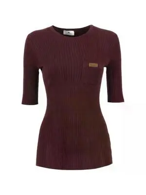 Elisabetta Franchi Ribbed Logo-plaque Sweater