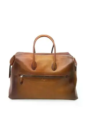 Santoni Grained Leather Holdall - Brown