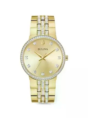 Bulova Crystal-embellished 40mm Watch - Gold