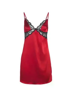 GILDA & PEARL Lace-trimmed Satin Nightdress - Red
