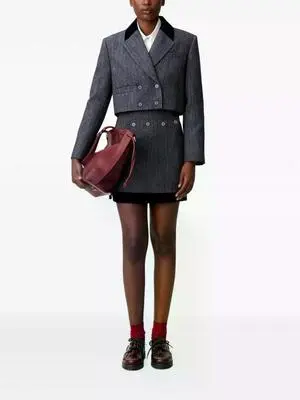 Claudie Pierlot Cropped Herringbone Blazer
